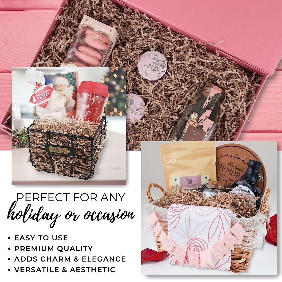 MagicWater Supply Soft & Thin Cut Crinkle Paper Shred Filler (1/2 LB) for Gift Wrapping & Basket Filling - Kraft