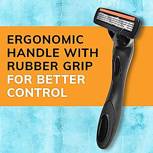 BIC Flex 4 Refillable Razors for Men, Long-Lasting 4 Blade Disposable Razors for Sensitive Skin, 1 Handle and 8 Cartridges, 9 Piece Shaving Kit