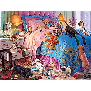 Buffalo Games - Steve Read - A Roomful of Naughty Puppies - 750 Piece Jigsaw Puzzle for Adults Challenging Puzzle Perfect for Game Nights - Finished Puzzle Size is 24.00 x 18.00