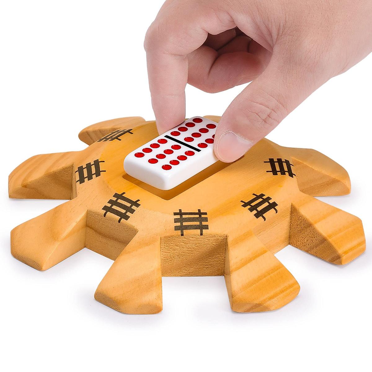 Yellow Mountain Imports Wooden Hub Centerpiece for Mexican Train Dominoes Game (up to 8 Players) - 5.8 Inches