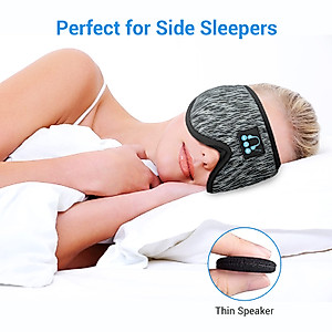 Bluetooth Sleep Eye Mask 3D Sleep Headphone with Headphones with Speakers and Microphone, Wireless Music Sleeping Eye Mask Washable Earbuds for Side Sleeper, Air Travel, Office Nap, Meditation (Grey)