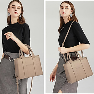 COCIFER The Tote Bag Crossbody Purses for Women Shoulder Bag Handbags PU Leather Top Handle Bags with zipper (Khaki)