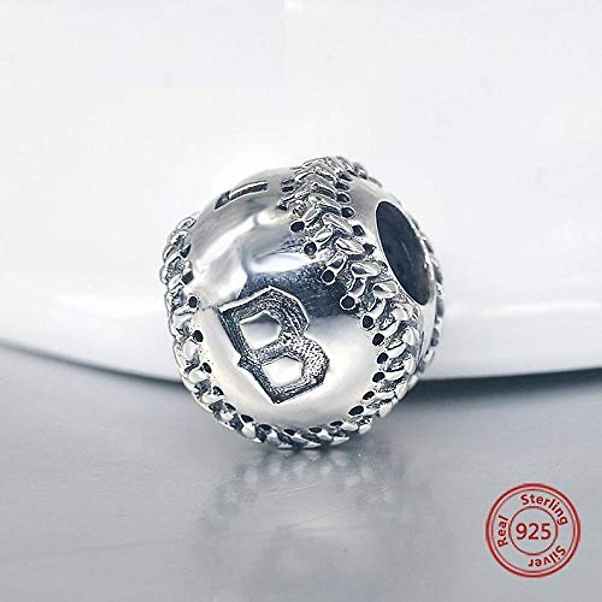 Bolenvi Baseball Softball Sports Ball 925 Sterling Silver Charm Bead for Pandora & Similar Charm Bracelets or Necklaces