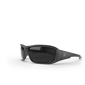 EDGE Brazeau Safety Glasses, Polarized Lenses, Non-Slip, Impact/Scratch Resistant, 99.9% UV Protect, ANSI Z87 Rated (Black, Polarized Smoke Vapor Shield)