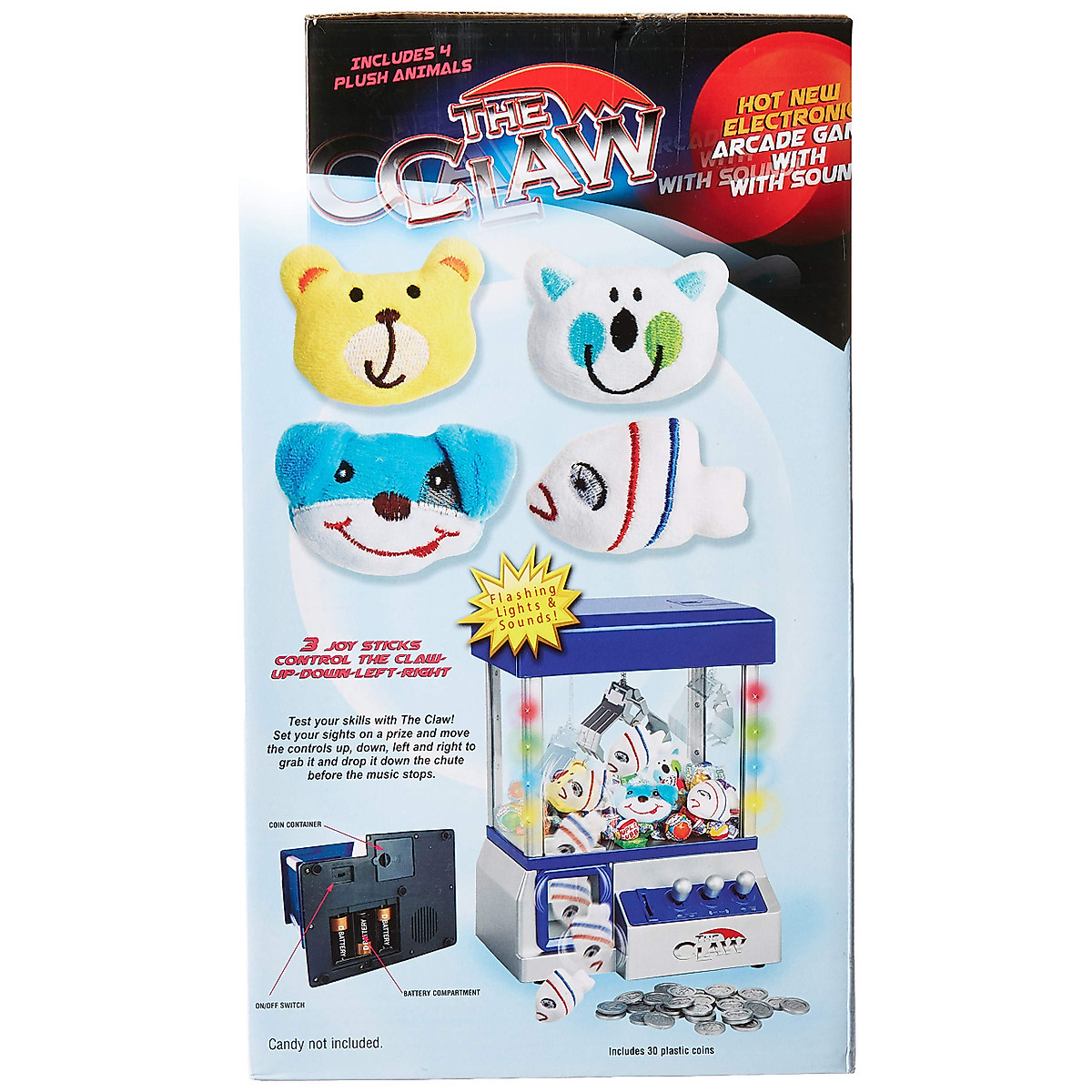 Claw Machine - Arcade Mini Toy Grabber Machine for Kids - Candy Machine- Retro Carnvial Music & Flashing Lights- Best Birthday Gift Game. Use Gumballs, Candy, Toys, or Small Prizes (Blue)