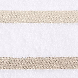 Comfort Spaces Cotton 8 Piece Bath Towel Set Striped Ultra Soft Hotel Quality Quick Dry Absorbent Bathroom Shower Hand Face Washcloths, Multi-Sizes, Zero Twist Taupe 8 Piece