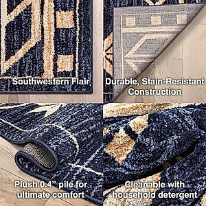 Well Woven Canton Blue Southwestern Medallion Area Rug 4x6 (3'11" x 5'3")