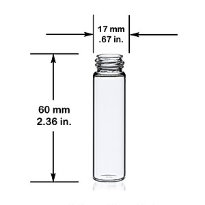 MagnaKoys® 2 Dram 1/4 oz Clear Glass Vials w/Black Caps for Essential Oils & Liquids (pack of 5)