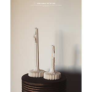 LAWA Set of 2 Vase Candle - Beautiful Handmade Pillar Unscented Soy Wax Candle Elegant Aesthetic Candle Housewarming Gift Home Room Shelf Decor Idea White