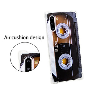 FAteam Case for Galaxy Note 10 with Reinforced Corners TPU Soft Bumper Retro Music Cassette Tape Phone Case Compatible with Samsung Galaxy Note 10