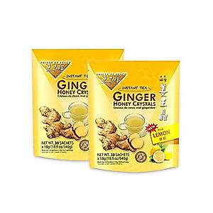 Prince of Peace Instant Lemon Ginger Honey Crystals, 2 Pack of 30 Sachets – Instant Hot or Cold Beverage – Easy to Brew Ginger and Honey Crystals