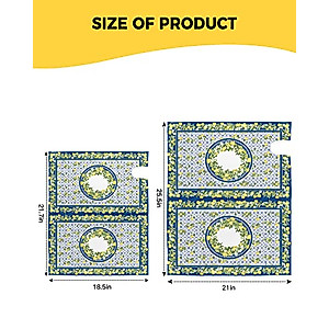 Mailbox Covers Blue Tile Yellow Lemon Green Leaves Mailbox Cover Magnetic Standard Size,Pastoral Farm Fruit Plant Mailbox Wraps Post Box Cover for Outdoor Garden Yard Patio Decor Mailbox Decals