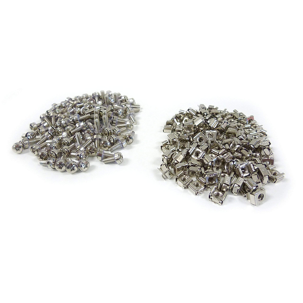 100 Pack of Nickel-plated Cage Nuts with Screws and washers. Works with Racks from Dell, HP, APC and Many Others