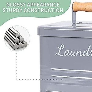 Candco Laundry Dryer Sheets Holder with Lid, Farmhouse Metal Laundry Room Organization, Fabric Softener Dispenser for Laundry Room Decor, Space Saving and Storage (Grey)