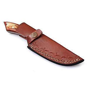 Damascus Knives for Hunting Skinning - Fixed Blade Hunting Knife with Sheath - Damascus Steel Knife with Wood Handle - 9 Inches Handmade Skinner Camping Knife.