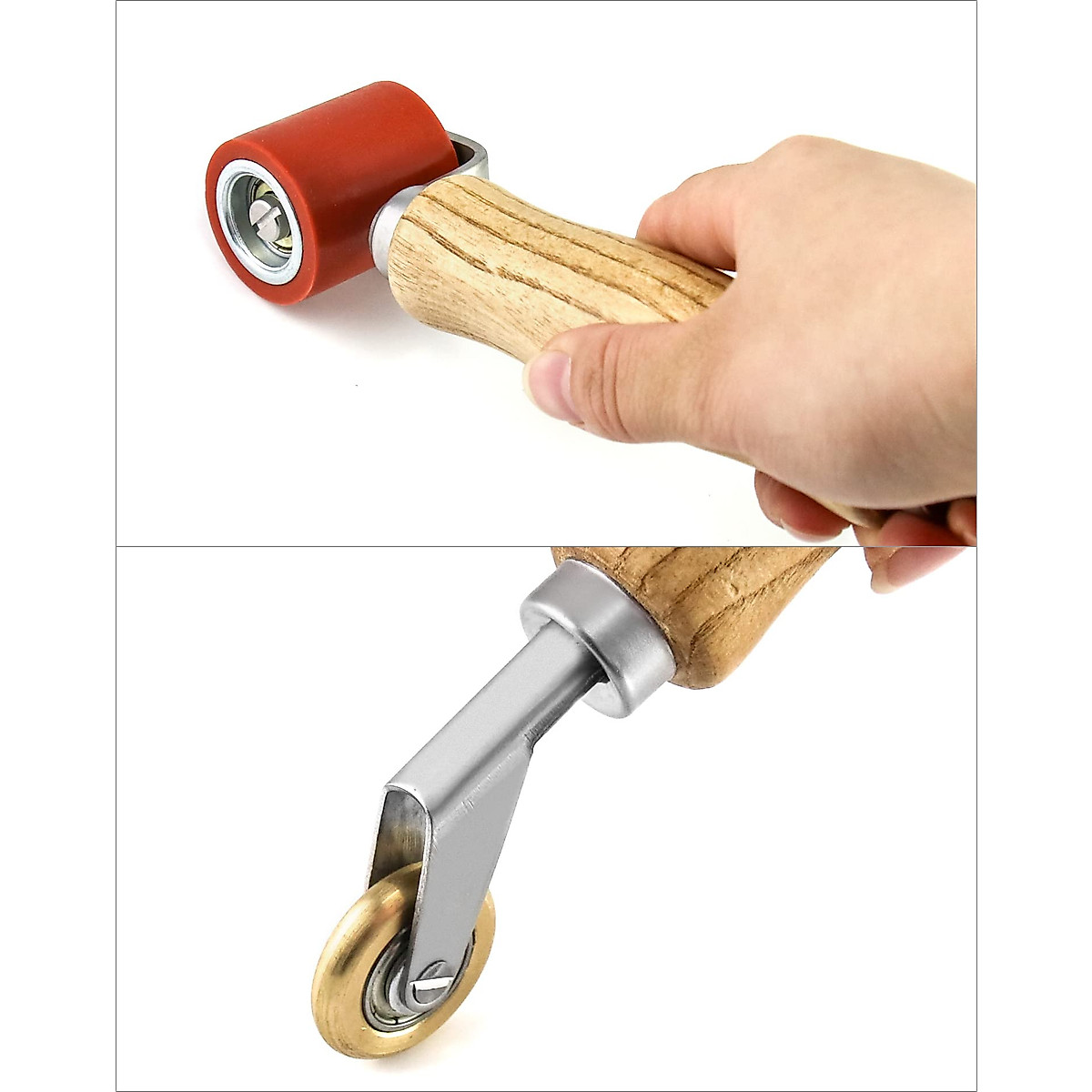 QWORK Seam Roller, 40mm Silicone Seam Roller with 6mm Brass Detail Penny Roller, Smoothing Seam Roller Tool for PVC/TPO/EPDM Single Ply Roofing Tape