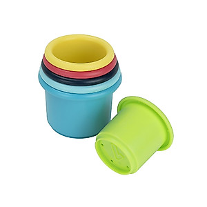 green sprouts Sprout Stacking Cups Made from Plants, Fun for Bath, Pool, Water & Sand Play, Holes for Sifting & Sprinkling (6 pk)
