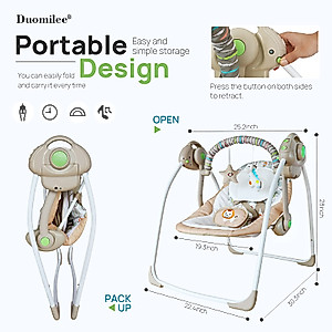 Baby Swings for Infants, Baby Swing Newborn, Baby Swing with Intelligent Music Vibration Box, Infant Swing Load Resistance: 6-25 lb, Applicable Object: 0-9 Months
