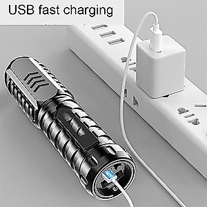 German High Tech Flashlight, Multifunctional Rechargeable Flashlight German, Tactical Flashlights High Lumens, Black Technology Flashlight, Flashlights for Camping, Rechargeable Flashlight (2pcs)