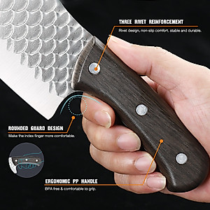 TJ POP Small Vegetable Cleaver Knife, Lightweight Chopping Knife for Women, Cute dolphin shape Full-tang Meat Cleaver with 30Cr13 Steel Blade Thickness 2 mm, Fish shape series HP01001