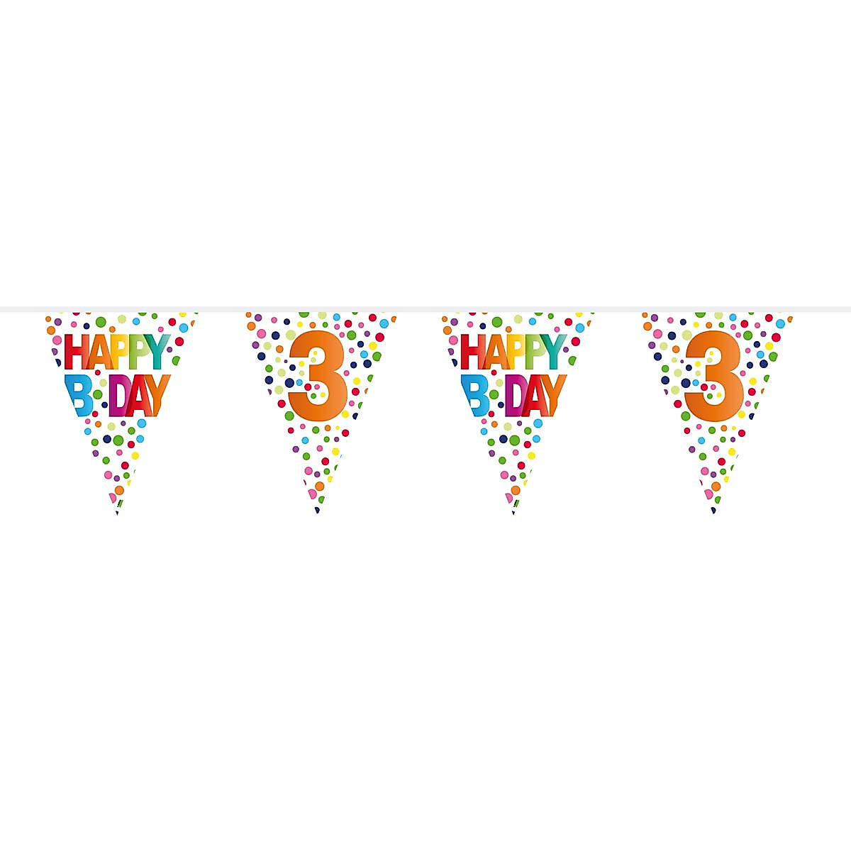 Folat 27103 2nd Birthday Happy Bday Dots Bunting Garland-10 m, Multi colors