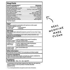 Genexa Allergy Care for Adults | Non-Drowsy, Allergy & Decongestant Relief | Delicious Organic Acai Berry Flavor | Homeopathic Remedy Made Clean | 60 Chewable Tablets