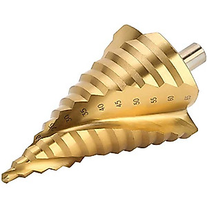 LESOLEIL Large HSS Spiral Step Drill Bit - 1/4" to 2-5/8'' Grooves Cone Drill Bit Titanium Coated for Drilling Aluminium Iron Sheets, Wood, PVC Hole Cutting