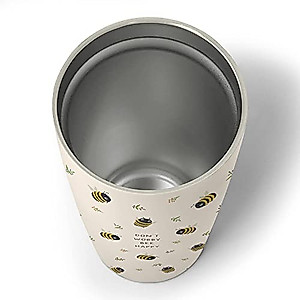 Studio Oh! Insulated Stainless-Steel Tumbler Don't Worry. Bee Happy.- 17-Ounce - Double-Walled with Vacuum Seal Keeps Liquids Cold for Hours - Fits Standard Size Cup Holders
