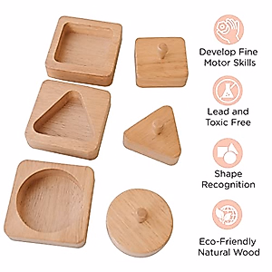 Montessori Shape Puzzle - Baby Puzzles 6-12 Months - Baby's First Puzzle - Knob Wooded Puzzles for Infant and Toddler - Geometric Shapes Puzzle - Babies First Shapes