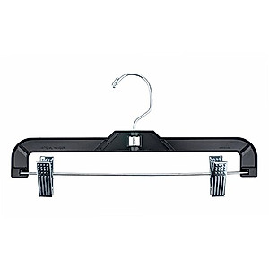 NAHANCO 2611RC Super Heavy Weight Plastic Skirt/Slack Hangers, 12", Black (Pack of 100)