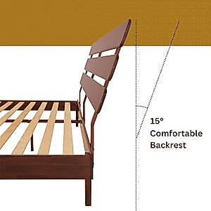 Bme Caden 15'' Bed Frame with Adjustable Headboard - Mid Century, Retro Style with Acacia Wood - No Box Spring Needed - Wood Slat Support - Easy Assembly - Walnut, King (U.S. Standard)