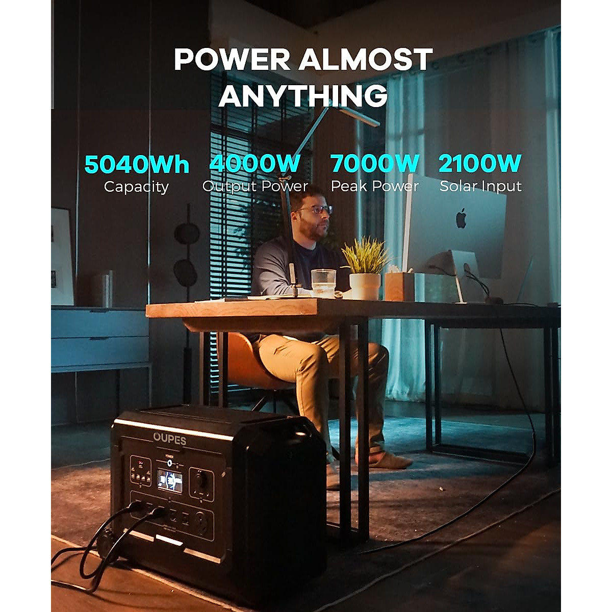 OUPES Mega 5 Portable Power Station 4000W, 5040Wh Solar Generator with 6x240W Solar Panels, LiFePO4 Battery Station Made for Emergency, Home Backup, Outdoor Camping RV/Van