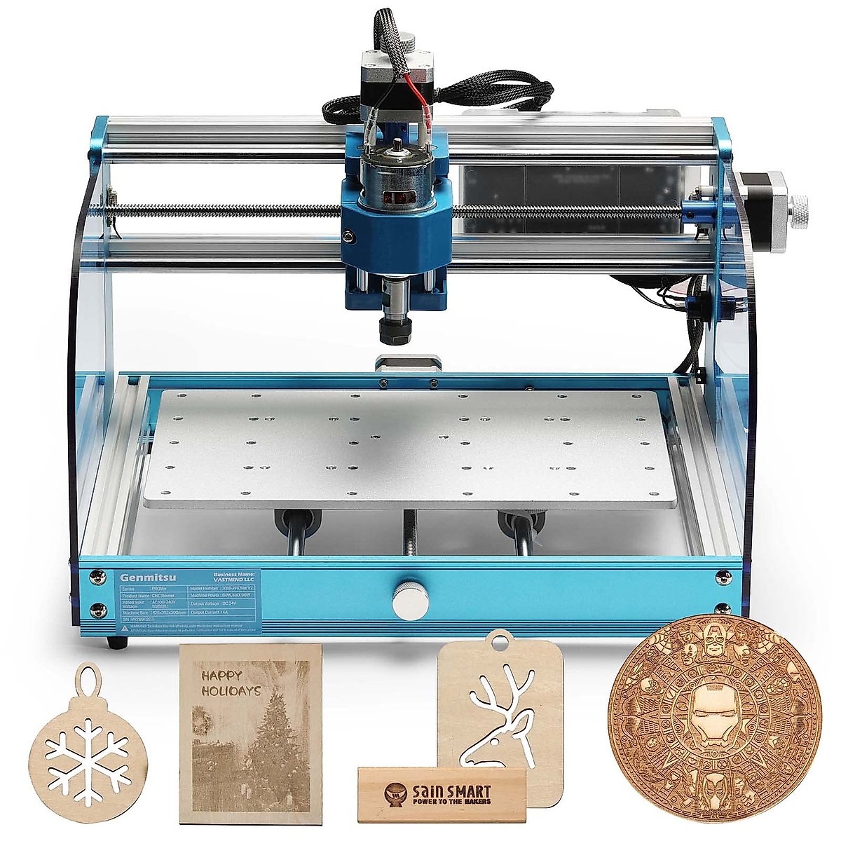 Genmitsu 3018-PROVer V2 Upgraded Desktop CNC Router Machine with GRBL Offline Control, Limit Switches & Emergency-Stop, XYZ Effective Working Area 284 x 180 x 40mm (11.2 x 7.1 x 1.6 inches)