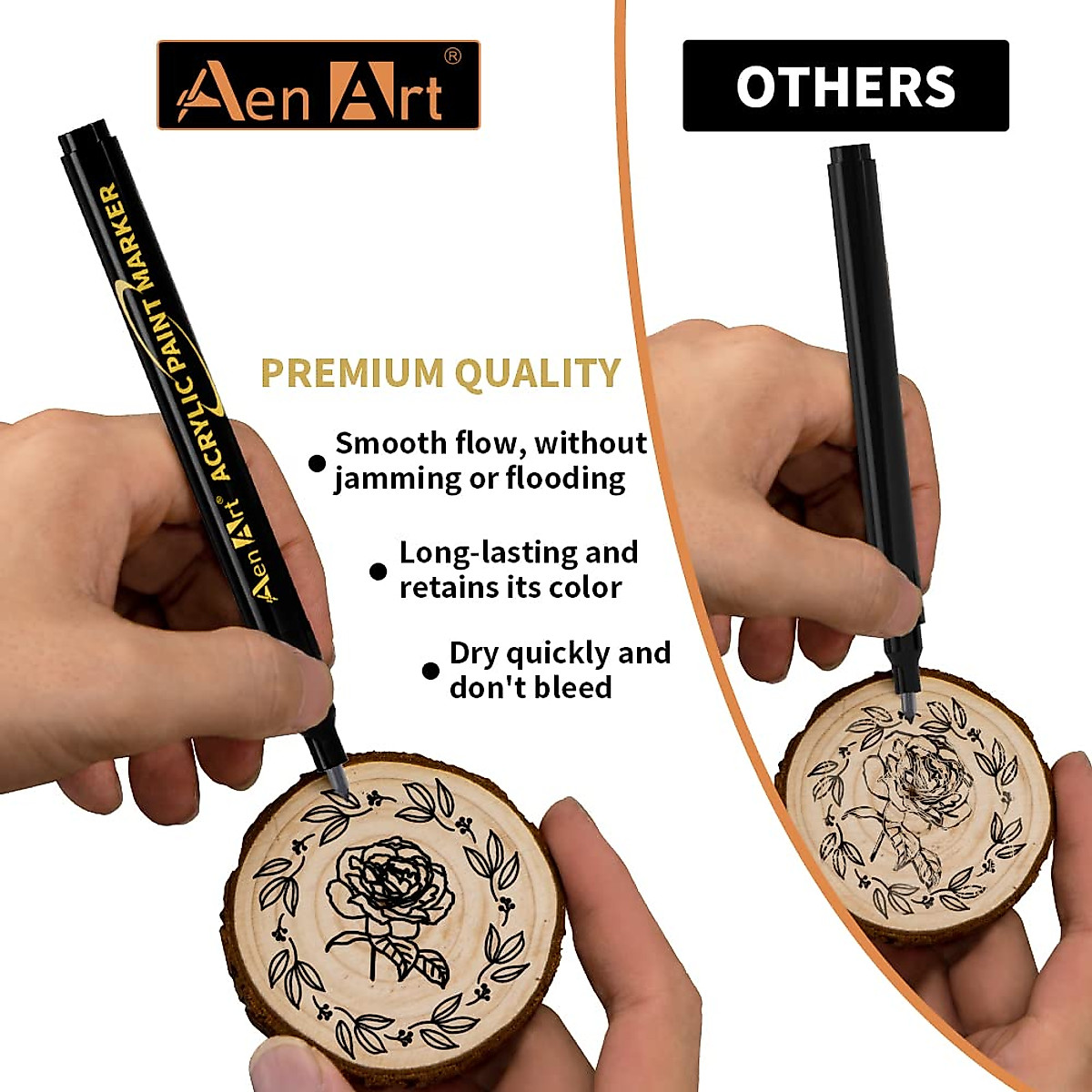 Black Paint Pens, 0.7mm Acrylic Paint Pens, 12 Pack Paint Markers for Wood Rock Plastic Glass Stone Metal Canvas Ceramic & DIY Mug Design, Fine Point