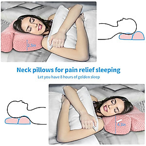 Rose Merry Neck Pillows for Pain Relief Sleeping, Neck Pillow for Neck Pain and Ergonomic Pillows for Sleeping, Orthopedic Pillows for Neck Pain, Sleeping for Back, Stomach, Side Sleeper, Pink…