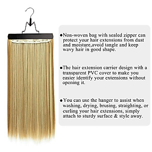 10 Pack Hair Extension Storage Bag Hair Extension Hanger Strong Holder Dust-proof Portable Suit with Transparent Zip Up Closure- Lightweight, Waterproof and Portable (Black)