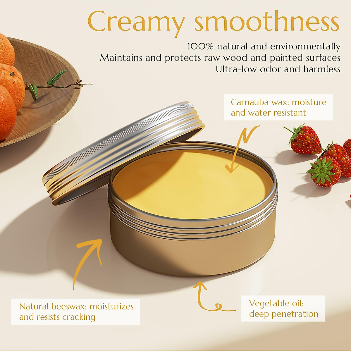 Versatile Furniture Finishing Wax – 100% Natural Chalk Paint Wax for Sealing and Protecting Painted or Raw Wood Surfaces, Easy to Apply, Odor-Free, Eco-Friendly – 3.5 Oz (Includes Wax Tools)