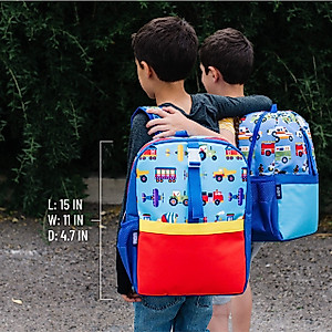 Wildkin Pack-it-All Backpack Bundle with Clip-in Lunch Box (Trains, Planes & Trucks)
