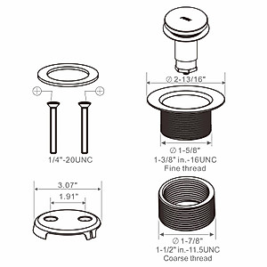 Black Bathtub Drain Tip Toe Tub Conversion Kit Assembly,Wellup Tub Drain Trim Kit with Two Hole Overflow Faceplate,Matte Black