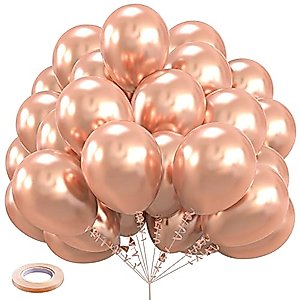 Rose Gold Metallic Chrome Balloons,60pcs 12 inch Latex Party Balloons for Birthday Wedding Bridal Shower Decoration