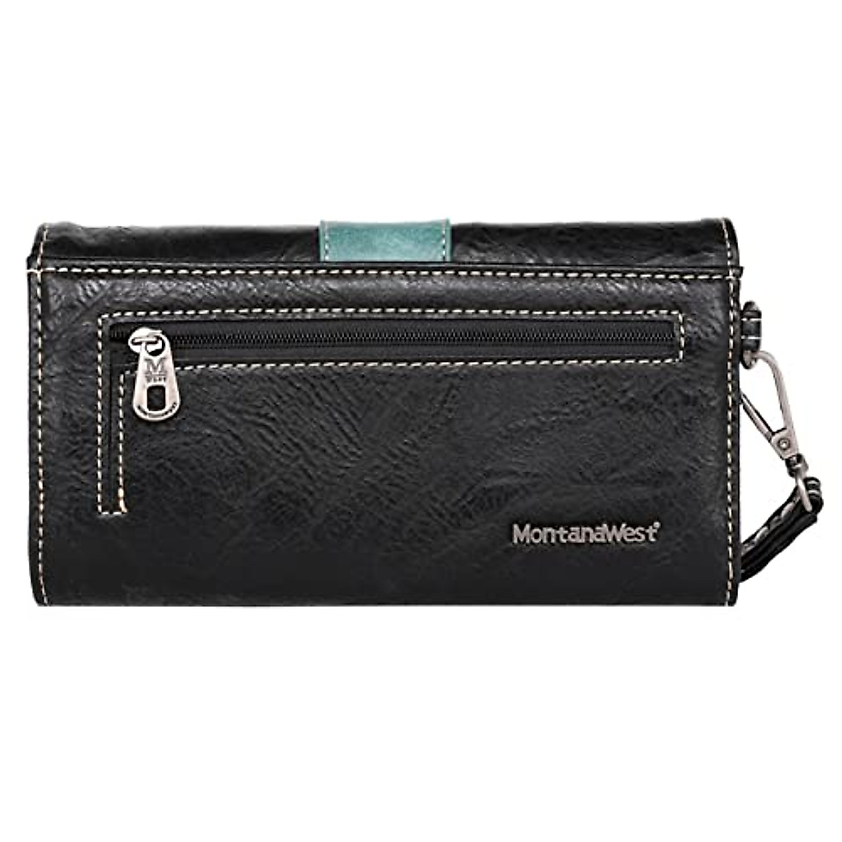 Montana West Womens Wallet Clutch Wallets Credit Card Coin Bill Try Fold Accordion (Patina Buckle Black)