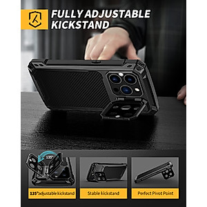 Lanhiem Magnetic for iPhone 14 Pro Max Metal Case, [Built-in Camera Kickstand & Glass Screen Protector] Heavy Duty Full Body Rugged Protective Military Magsafe Cover for iPhone 14 Pro Max 6.7" (Black)