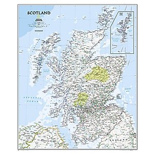 National Geographic Scotland Wall Map - Classic - Laminated (30 x 36 in) (National Geographic Reference Map)