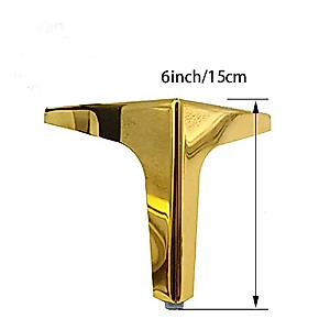 WANLIAN 6 Inch Furniture Legs, Metal Furniture Legs for Cabinet Sofa TV Stand Bookcase 4Pcs (Gold)