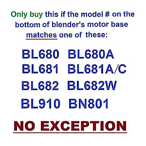 Replacement 64oz (8 Cup) Food Processor Bowl with Locking Lid Only for Ninja BL680 BL680A BL681A BL682 BN801 BN805 BL910 Auto-iQ Duo Blender
