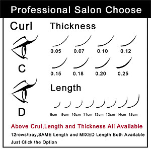 Premade Fans Eyelash Extensions 3D 0.07mm D MIX-9-16mm Short Stem|Optinal 3D|4D|5D|6D|7D|8D 0.07/0.10mm C/D 8-18mm Mix-9-16mm 12-15mm 8-15mm(3D 0.07D MIX9-16)