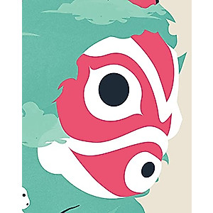 Japanese Anime Princess Art Print - Ukiyo-e Wall Art 8 x 10 Unframed Japanese Anime Artwork Kodama Forest Spirit Print Hayao Miyazaki Wall Hanging Cool Movie Inspired Home Decor