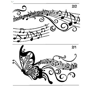 Removable Large Flying Butterfly Notes Music Wall Decor Sticker Kids Room Bedroom Butterflies Adhesive for Baby Nursery Room Vinyl Wall Mural TM-55 (Black)