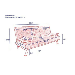 ERYE Modern Futon Sofa Loveseat Convertible Sleeper Couch Bed for Small Space Apartment Office Living Room Furniture Sets,Tufted Upholstered Love Seat
