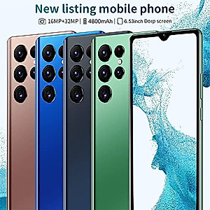 Android10 2GB+16GB Unlocked Cell Phone Dual Sim 6.53in 4800mAh Unlocked Phone Face ID + Fingerprint GSM 4G Smartphones Phone (Black, One Size)